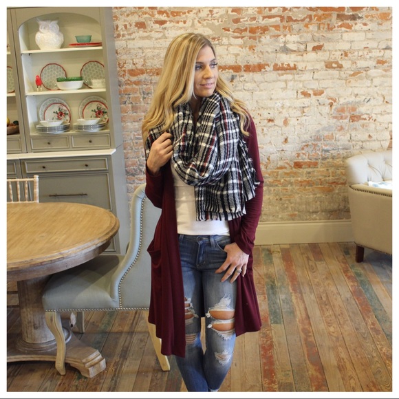 Infinity Raine | Accessories | Black And Ivory Plaid Scarf With ...